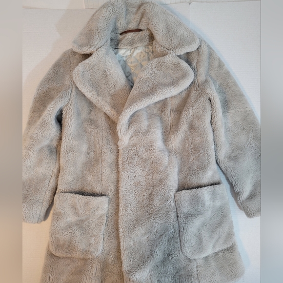 Sears | Jackets & Coats | Vtg Sears Faux Fur Coat Gray Teddy Bear Boho ...